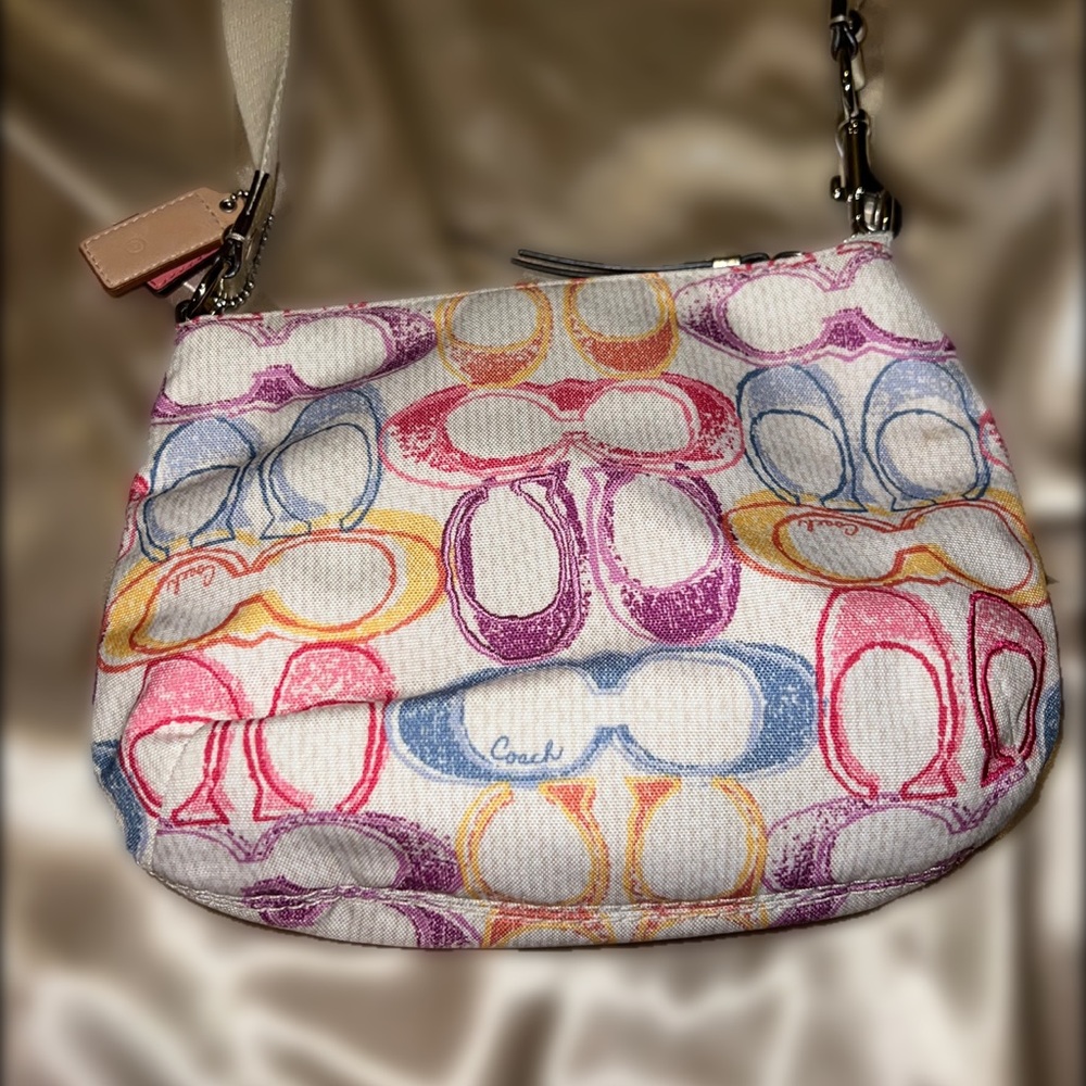 Authentic Coach Multicolor Crossbody Bag Canvas Paten… - Gem